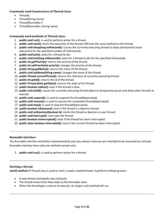 Class notes(week 9) on multithreading | PDF