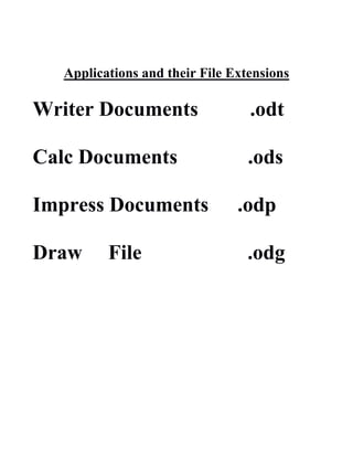 Class Notes Libre Office Writer, Calc, impress | DOCX