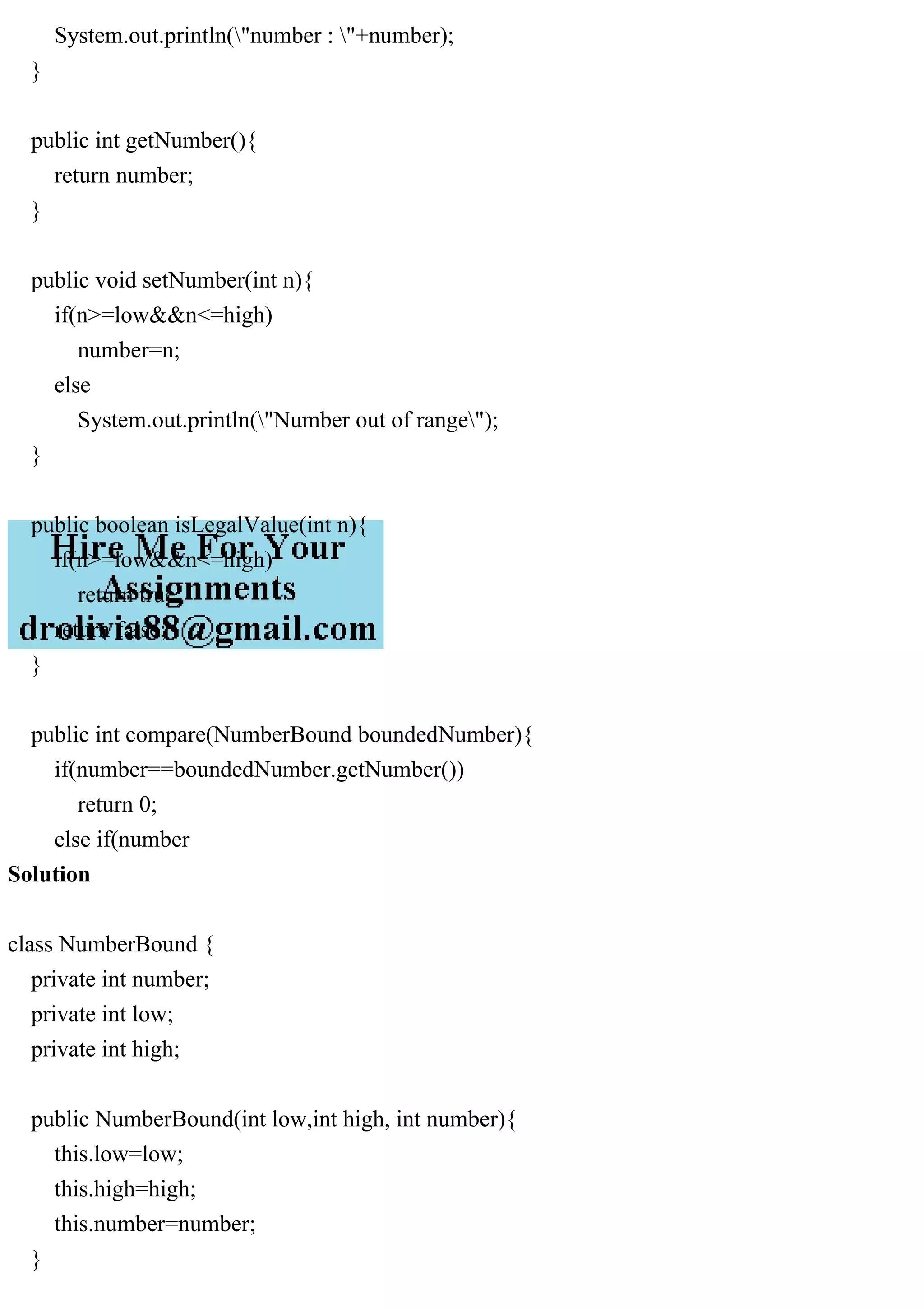 class NumberBound { private int number; private int low;.pdf