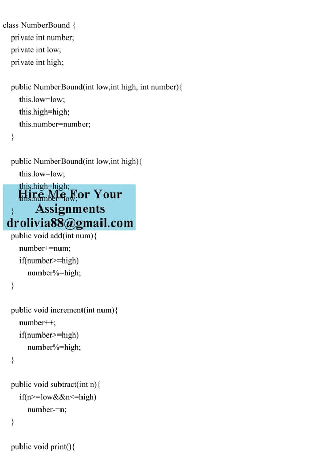 class NumberBound { private int number; private int low;.pdf