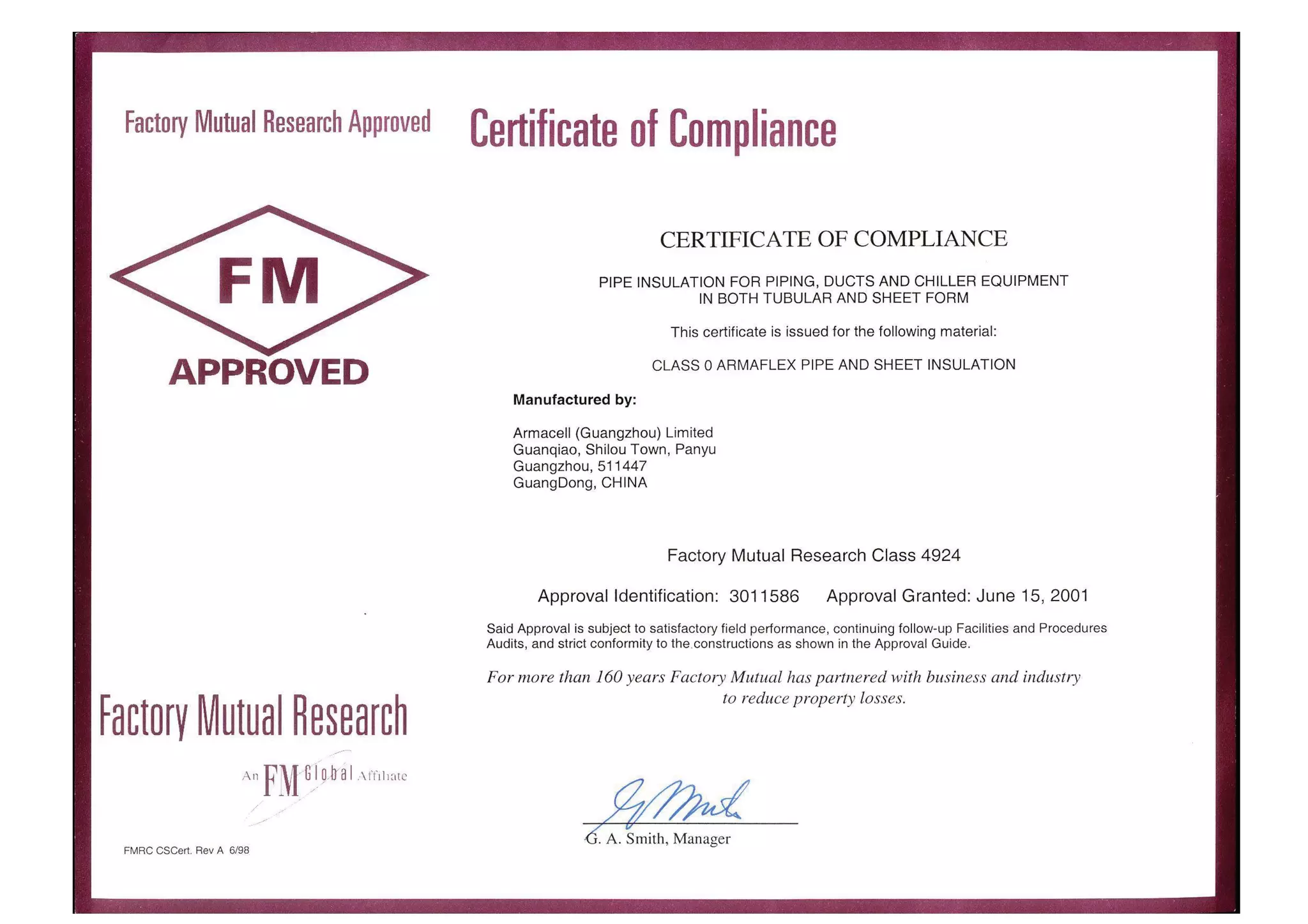 Class o armaflex_fm_cert_apac | PPT