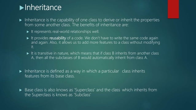 Class Object And Inheritance In Python Ppt