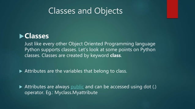 Class, object and inheritance in python | PPTX