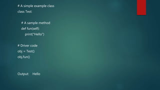 Class, object and inheritance in python | PPTX