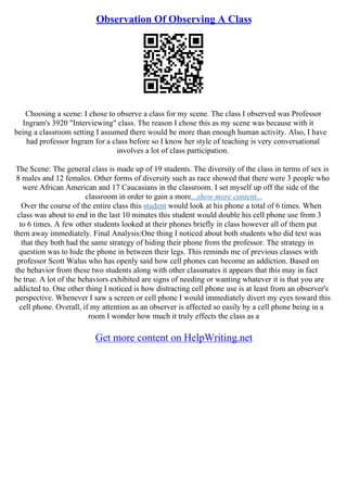 Class Observation Essay | PDF