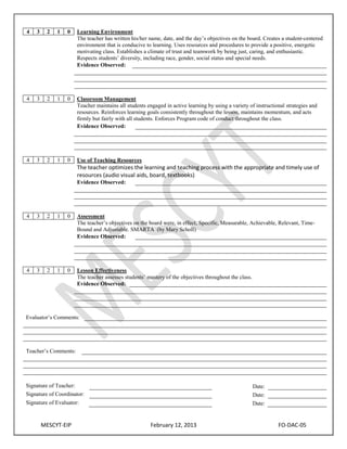 Class observation form | DOCX