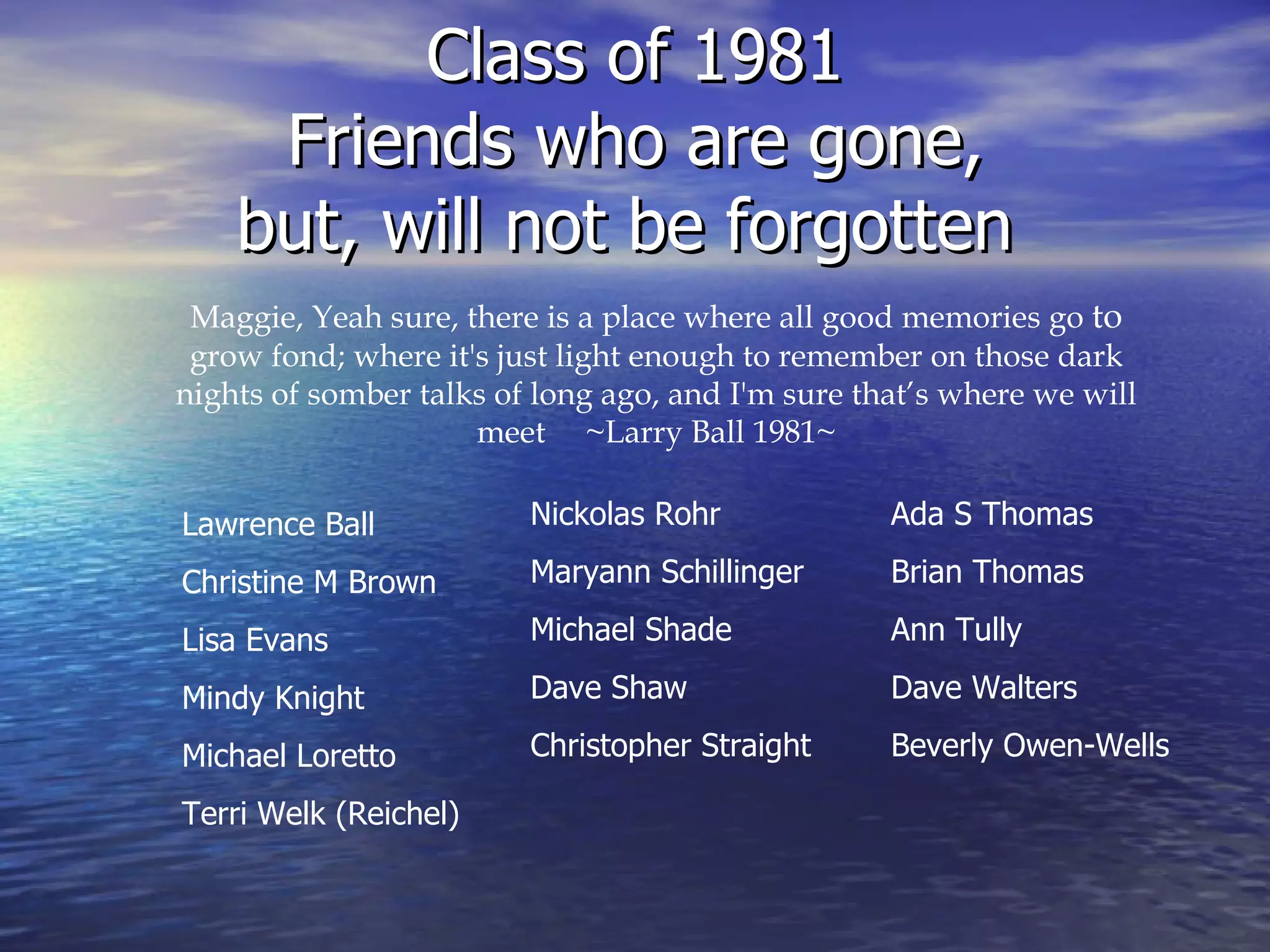 Class of 1981 | PPT