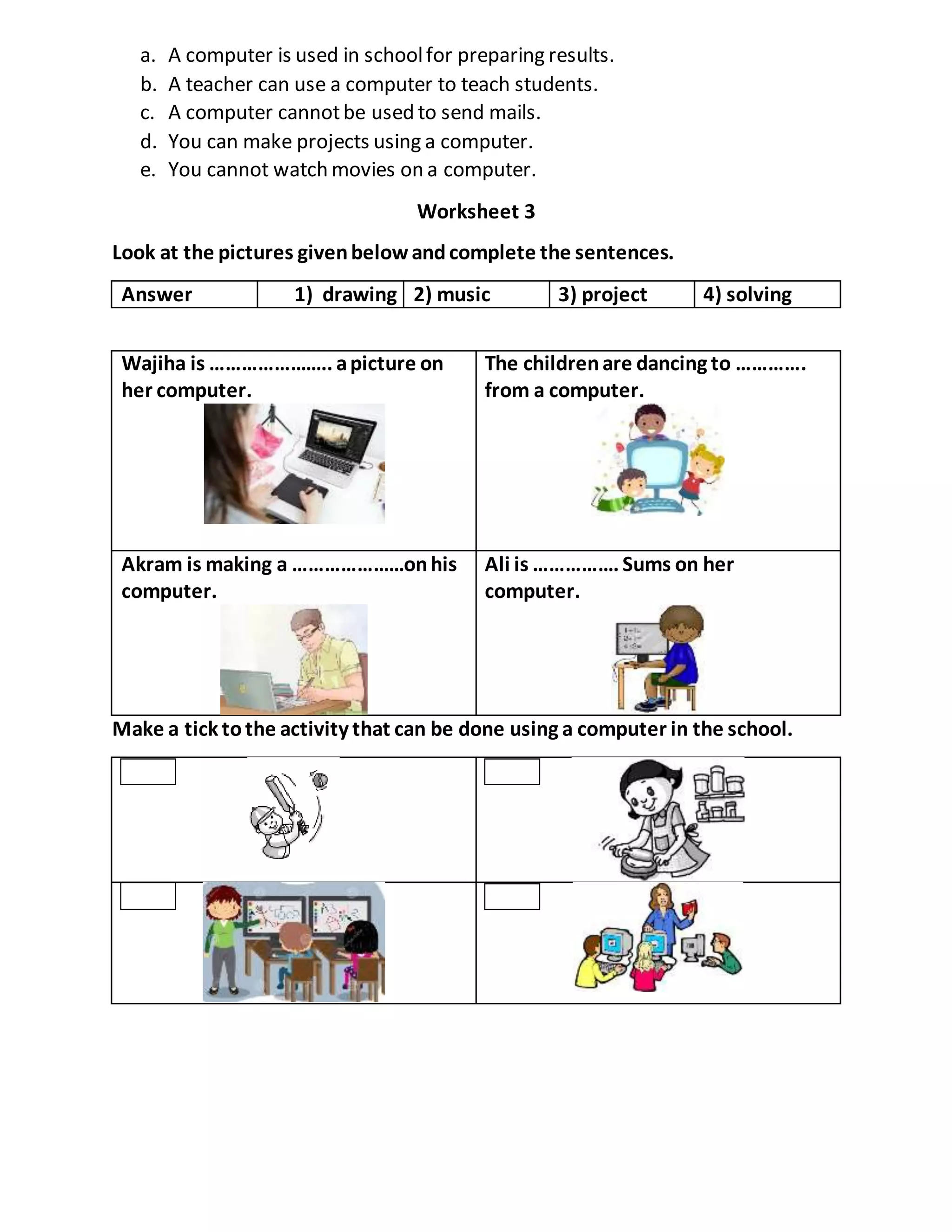 Oxford Computer Books Grade One Chapter 1 To 3 Question Answer With