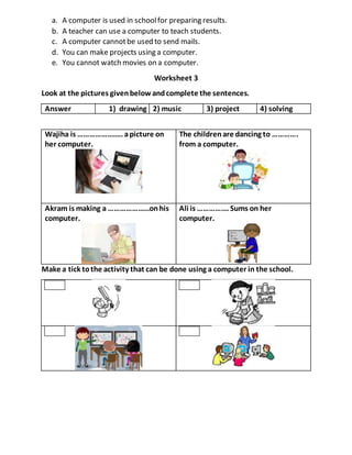 oxford computer books grade one chapter 1 to 3 question answer with ...