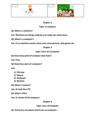 oxford computer books grade one chapter 1 to 3 question answer with ...