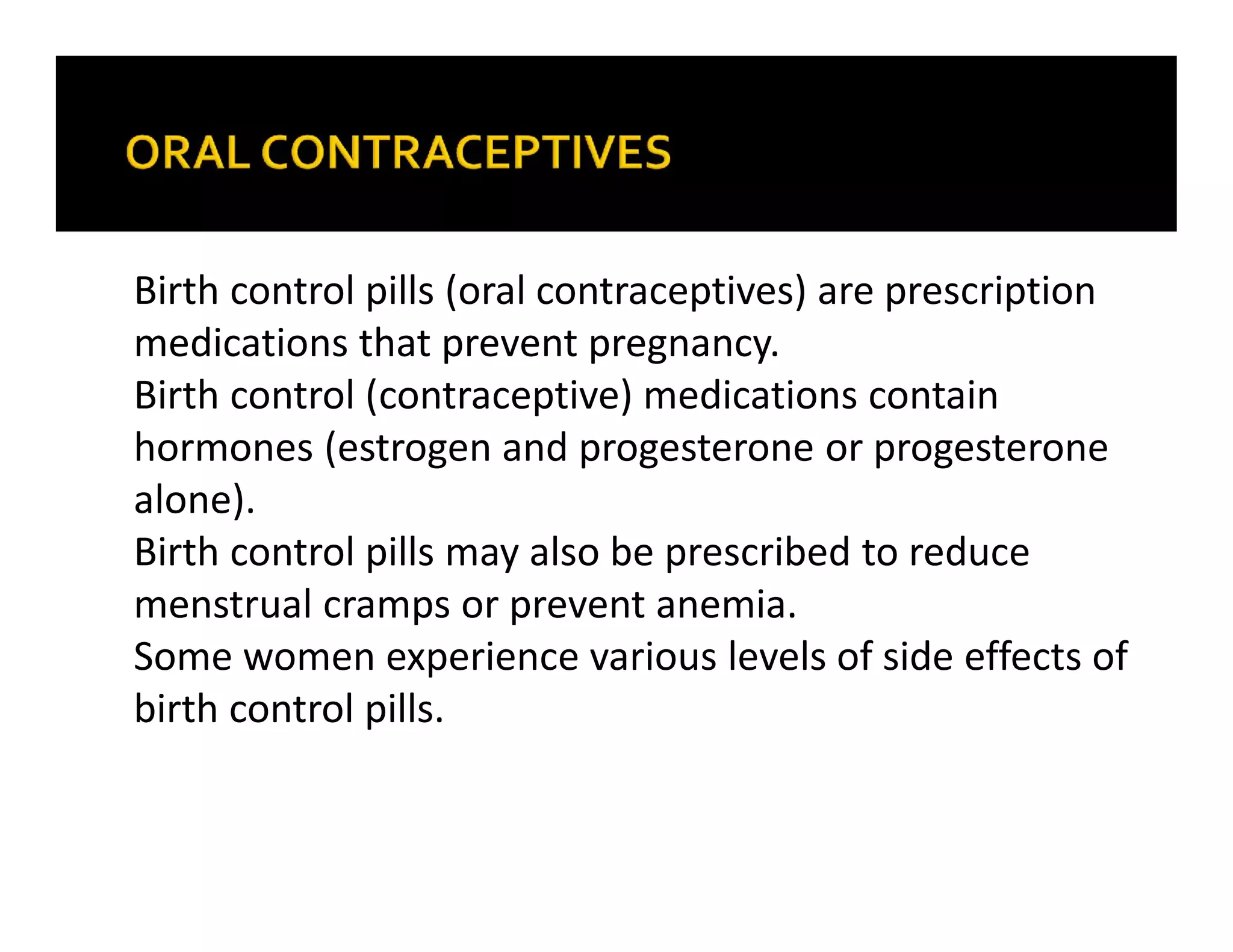Class oral contraceptives | PDF