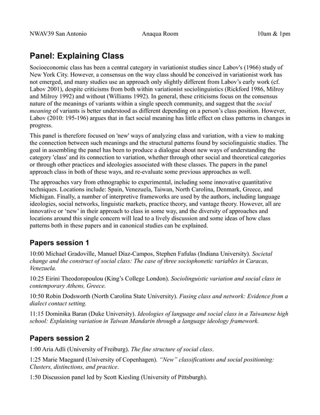 Class panel handout | PDF