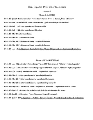Class plan spanish 4 acc for blog | PDF