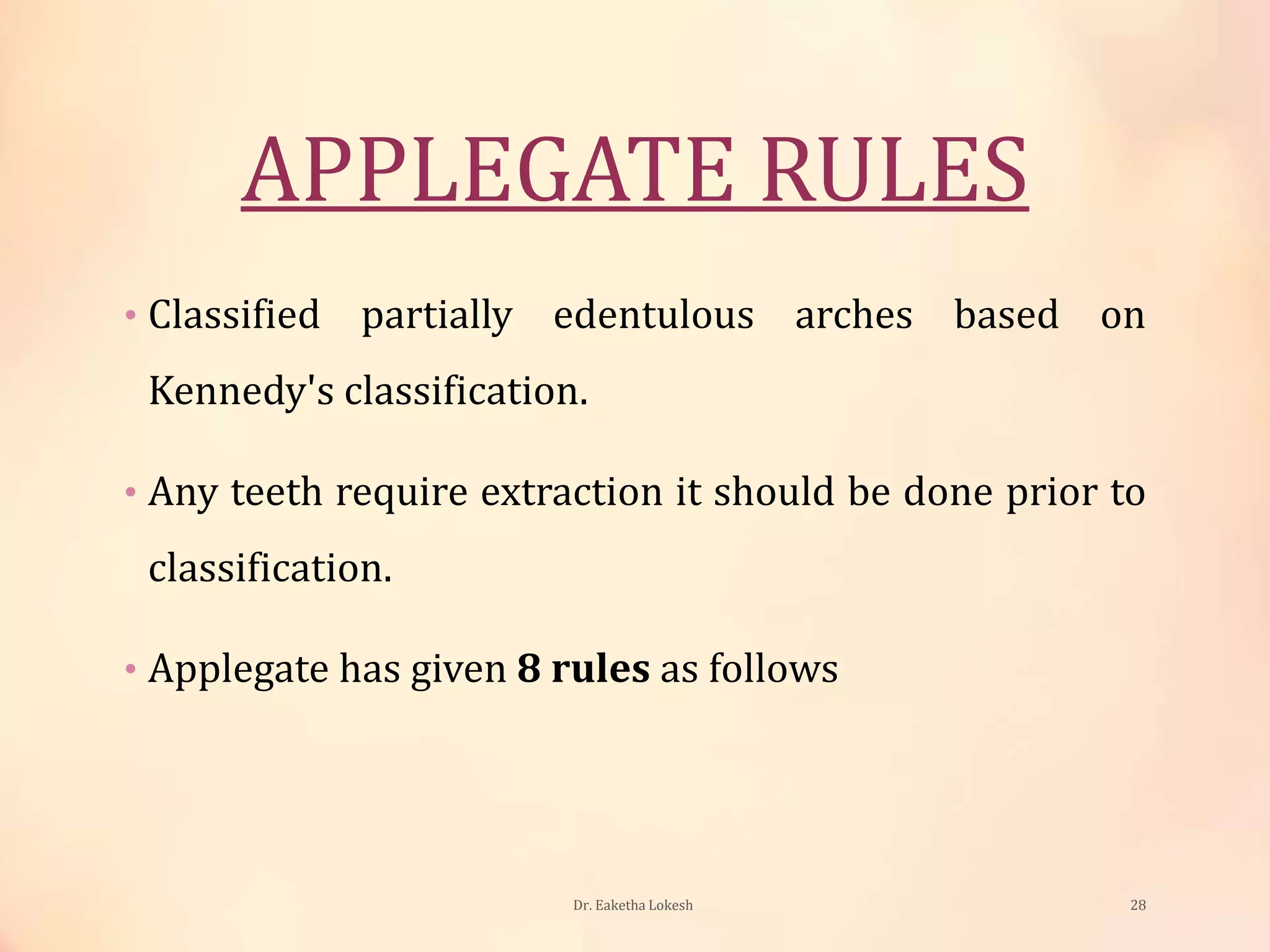 Classification systems for partially edentulous arches | PPTX