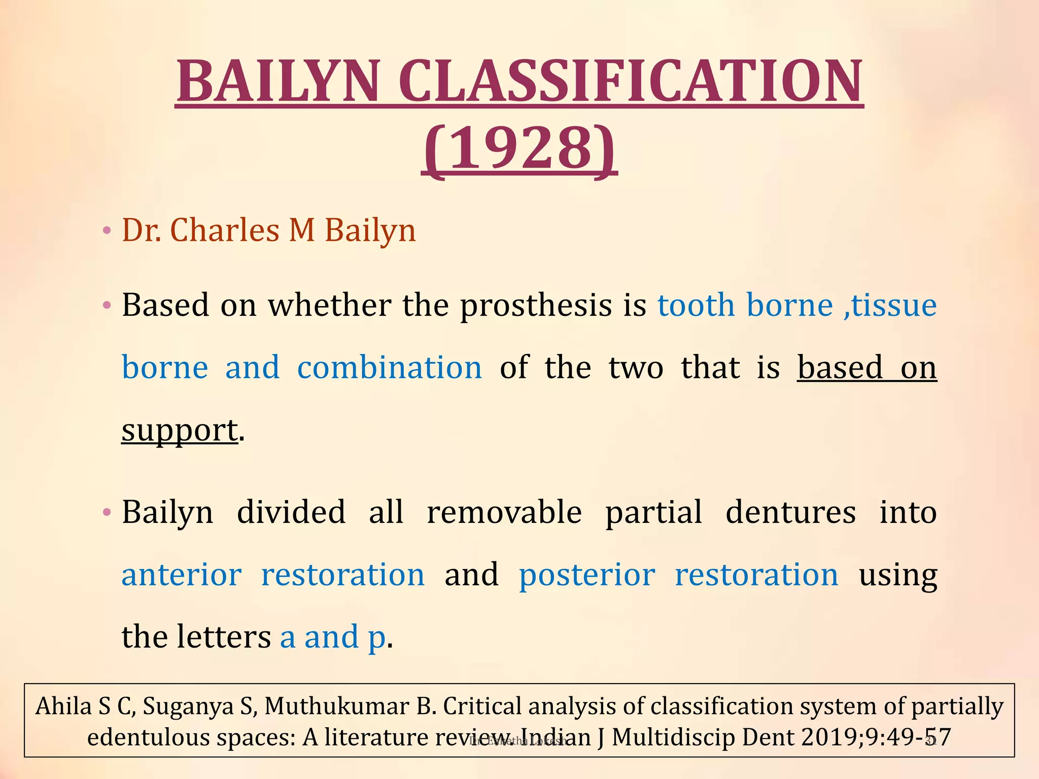 Classification systems for partially edentulous arches | PPTX