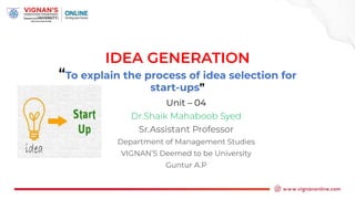 Idea Generation (Entrepreneurship)...... | PDF