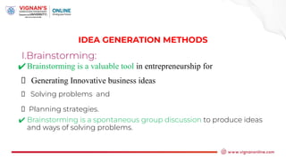 Idea Generation (Entrepreneurship)...... | PDF
