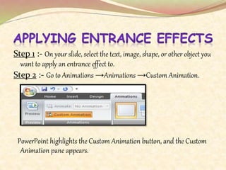 Applying Transition and Animation in Powerpoint | PPTX