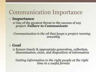 Importance of Communication in Project Managment | PPTX