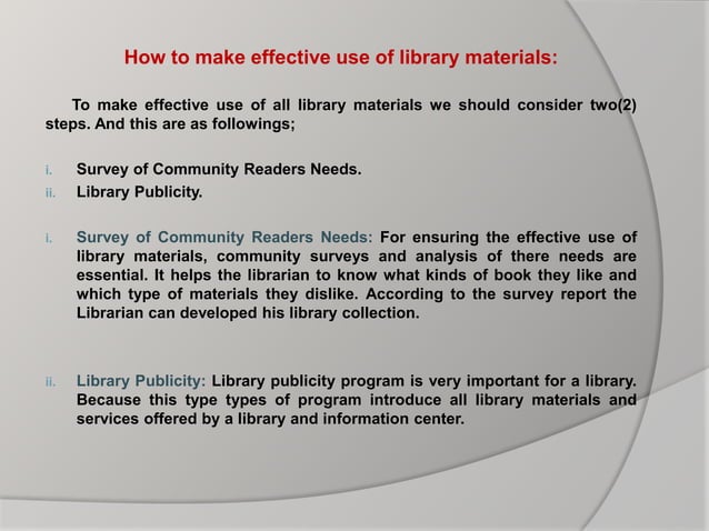 Library Reader's service section | PPTX | Publishing Industry | Industries