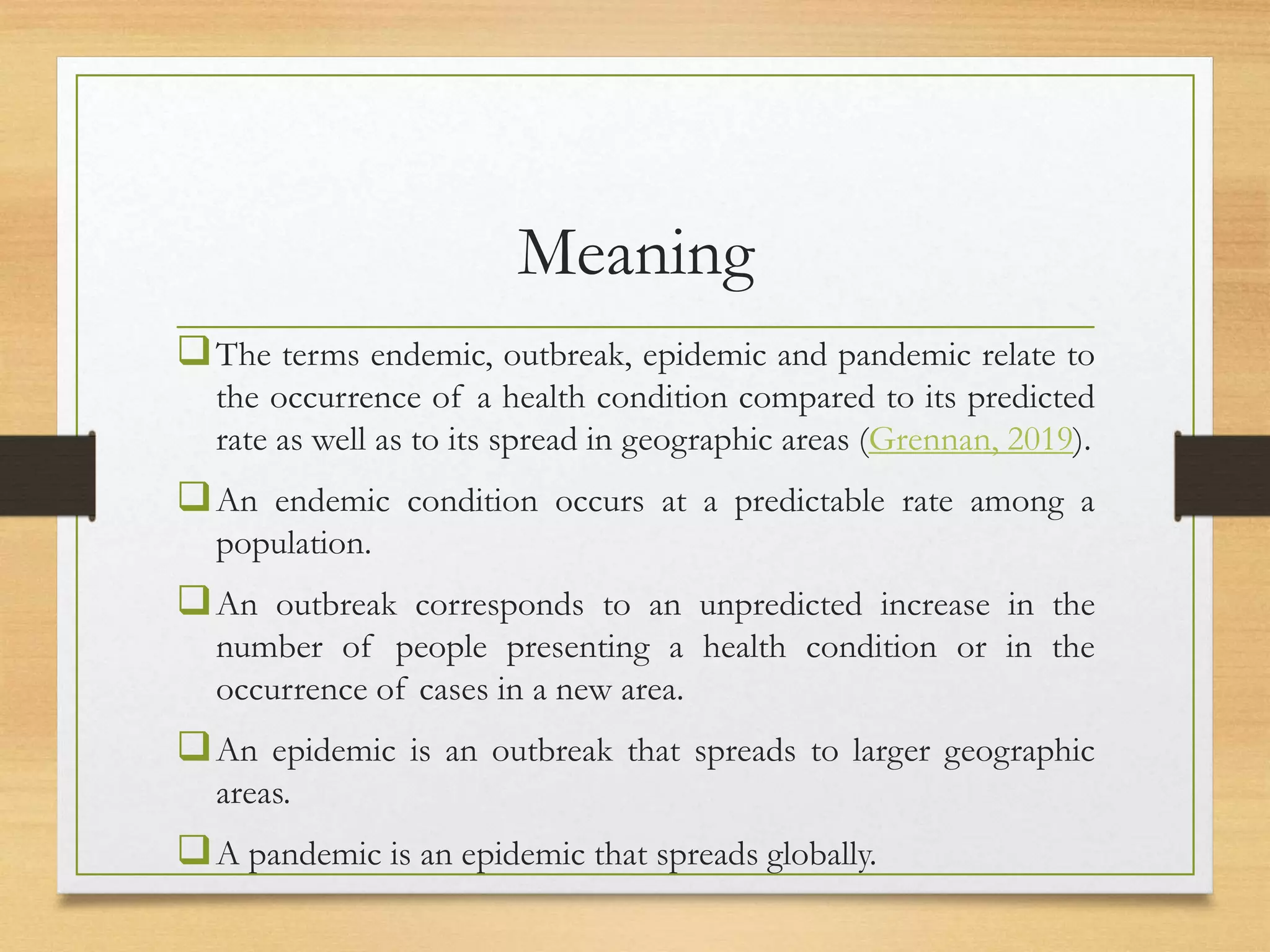 CLASS PRESENTATION ON Epidemics, pandemics and epizootics.ppt