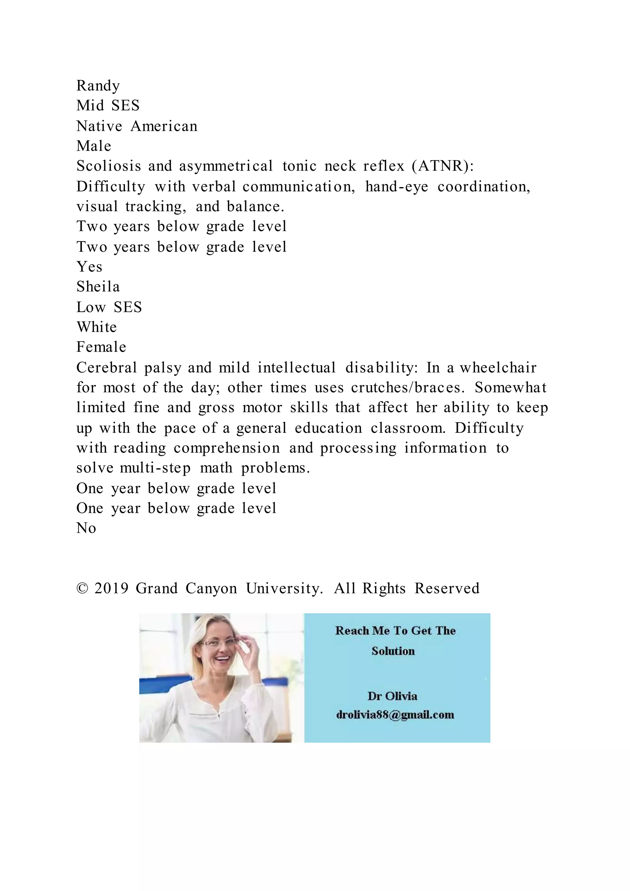 Class profile for resource or self contained special education | PDF