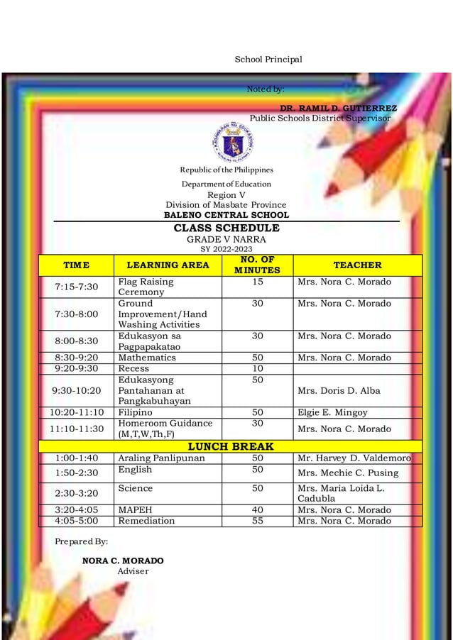 Class Program grade 5.docx | Education industry | Industries