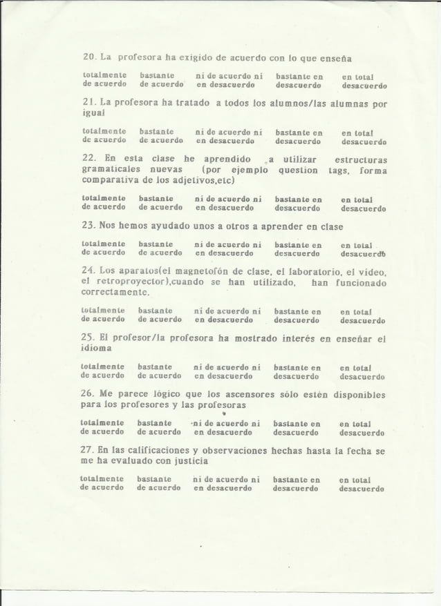 Class questionnaire in spanish and valencian | PDF