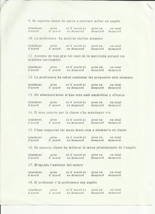 Class questionnaire in spanish and valencian | PDF