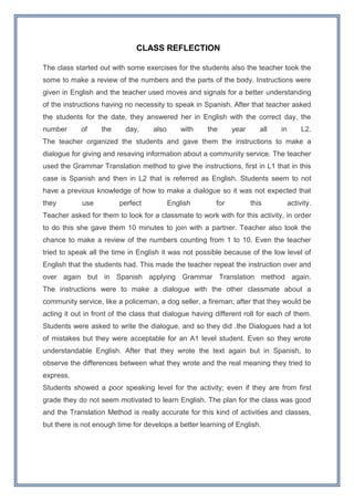 Class reflection | PDF