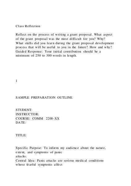 Class ReflectionReflect on the process of writing a grant prop | PDF