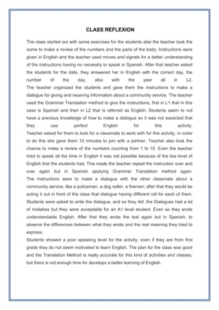 Class reflexion | DOCX | Education