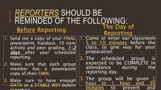 Class Reporting Guidelines POWERPOINT PRESENTATION | PPTX