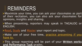 Class Reporting Guidelines POWERPOINT PRESENTATION | PPTX