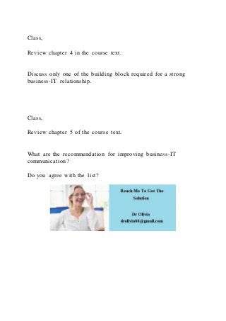 Class,Review chapter 4 in the course text.Discuss only one | PDF