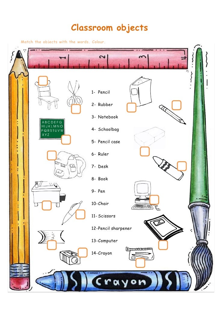 Classrom Objects Worksheet