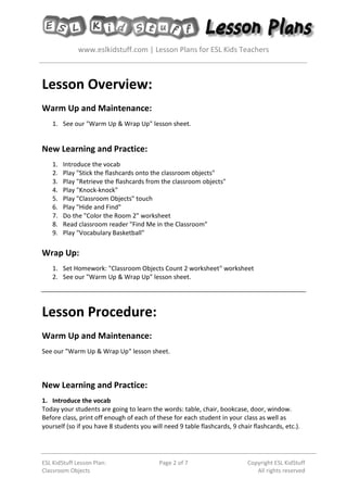 Classroom objects-lesson-plan | PDF