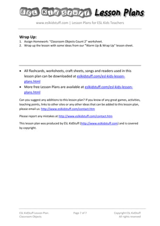 Classroom objects-lesson-plan | PDF