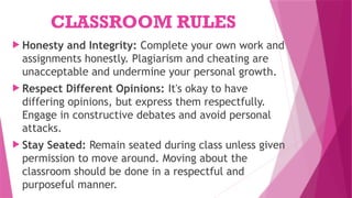 CLASSROOM-RULES. during school orientation pptx | PPTX