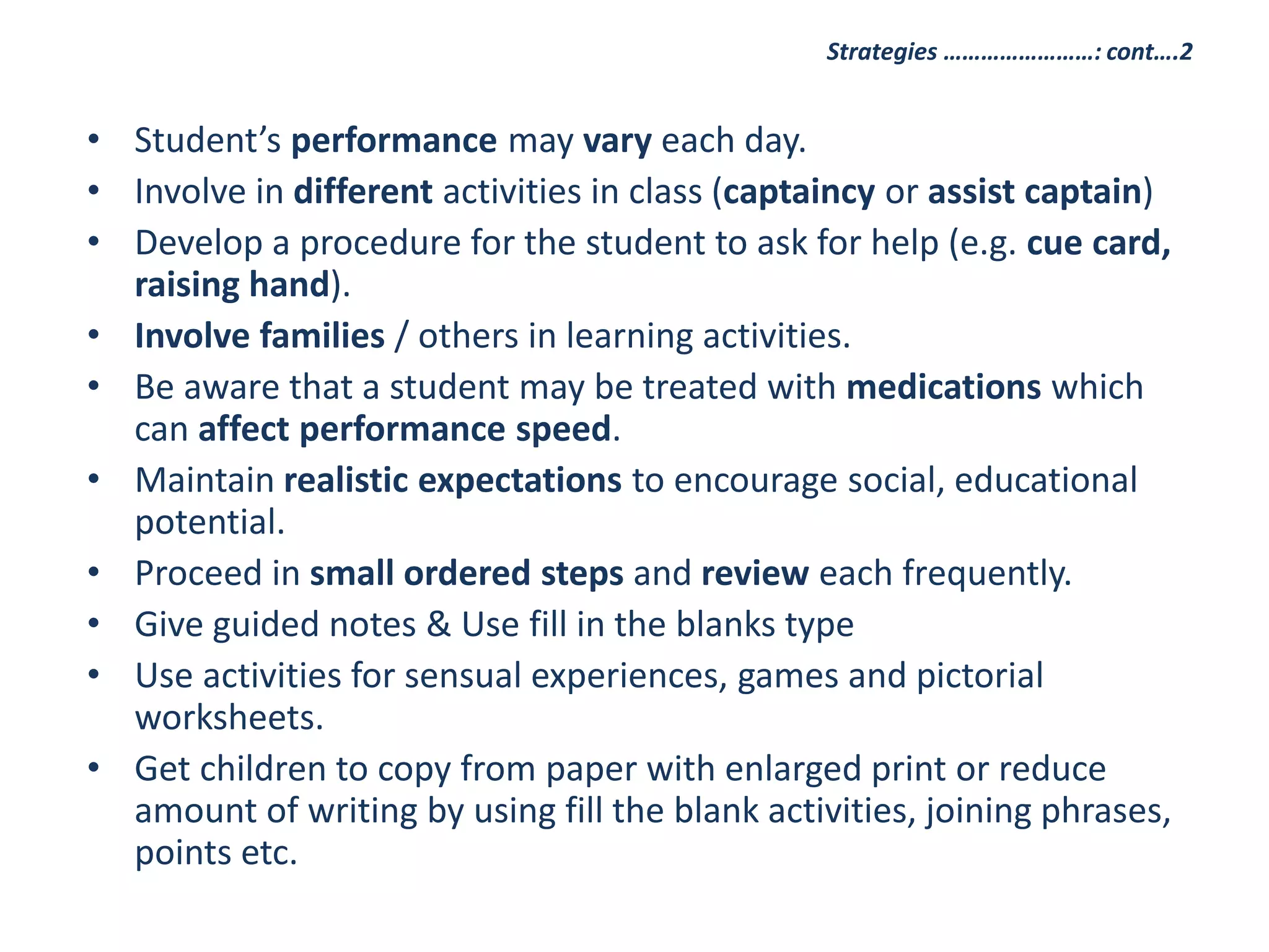 Classroom accommodations & teaching strategies for Intellectually ...