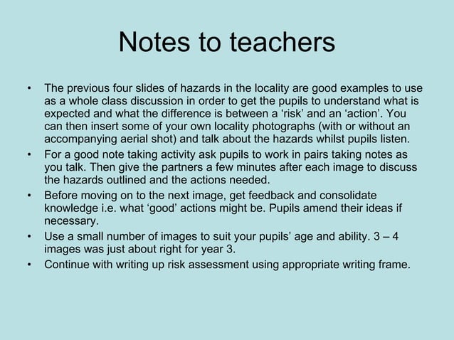 Classroom Activity Our Risk Assessment | PPT