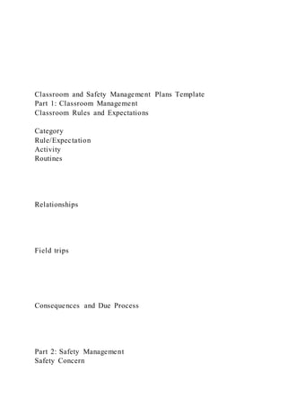 Classroom and safety management plans template part 1 cl | PDF
