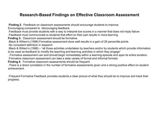 Classroom assesment summary | PPT