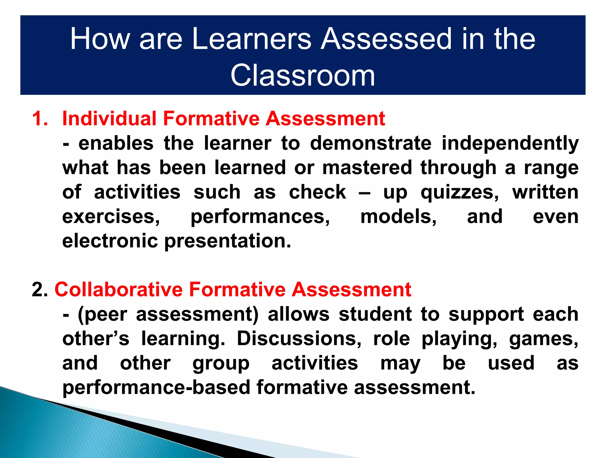 Classroom assessment for the k to 12 (BEC) | PPT