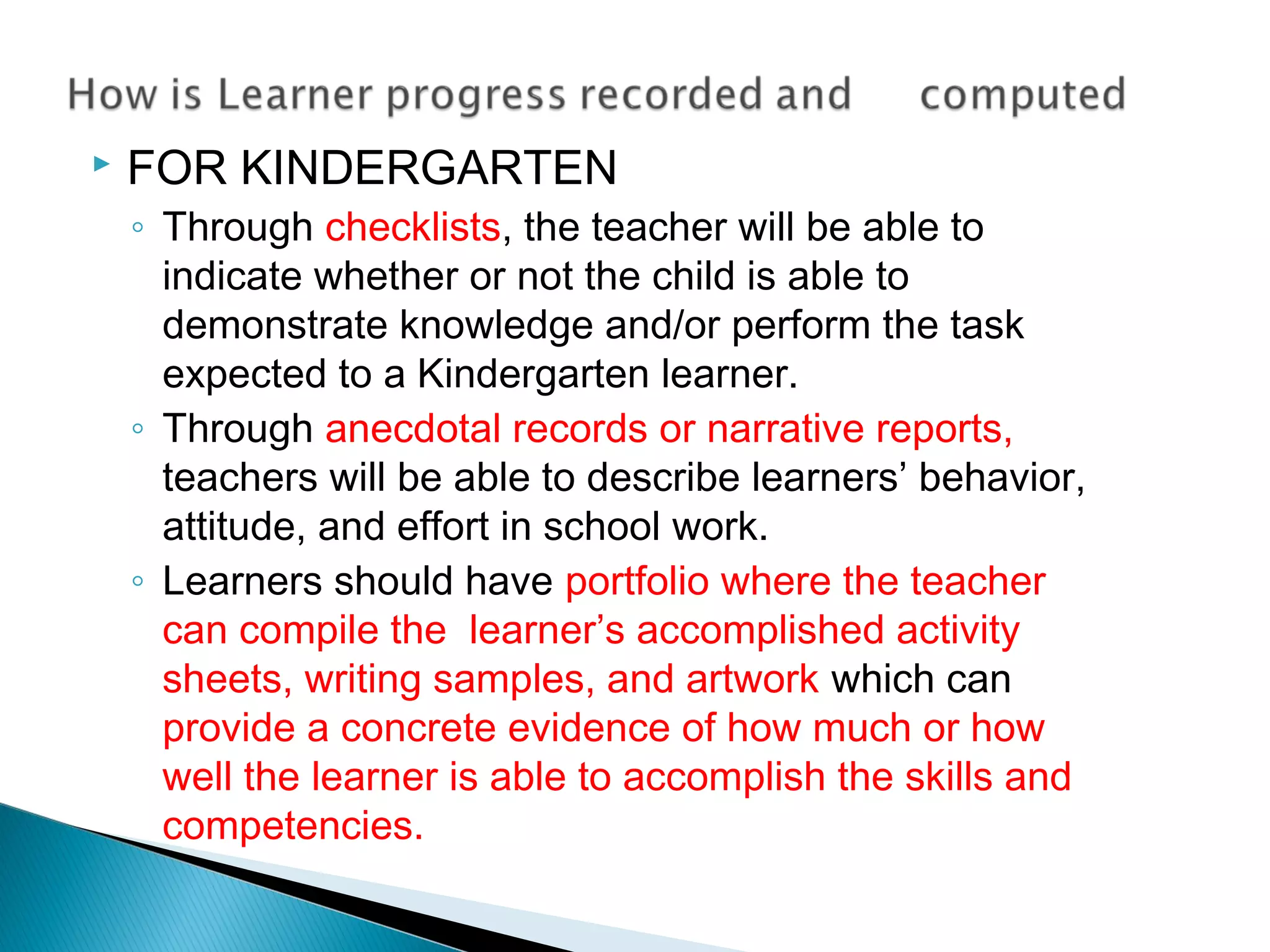 Classroom assessment for the k to 12 (BEC) | PPT