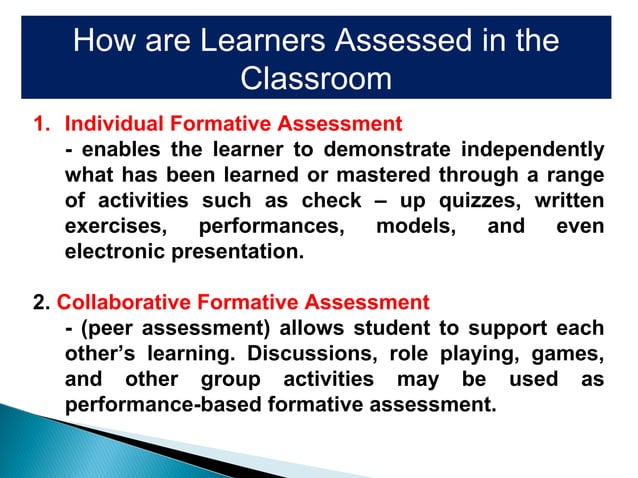 Classroom assessment for the k to 12 (BEC) | PPT | Educational Assessment | Education