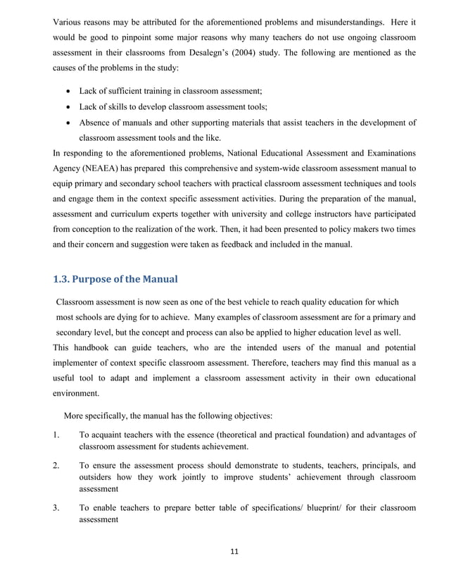 Classroom assessment manual | PDF