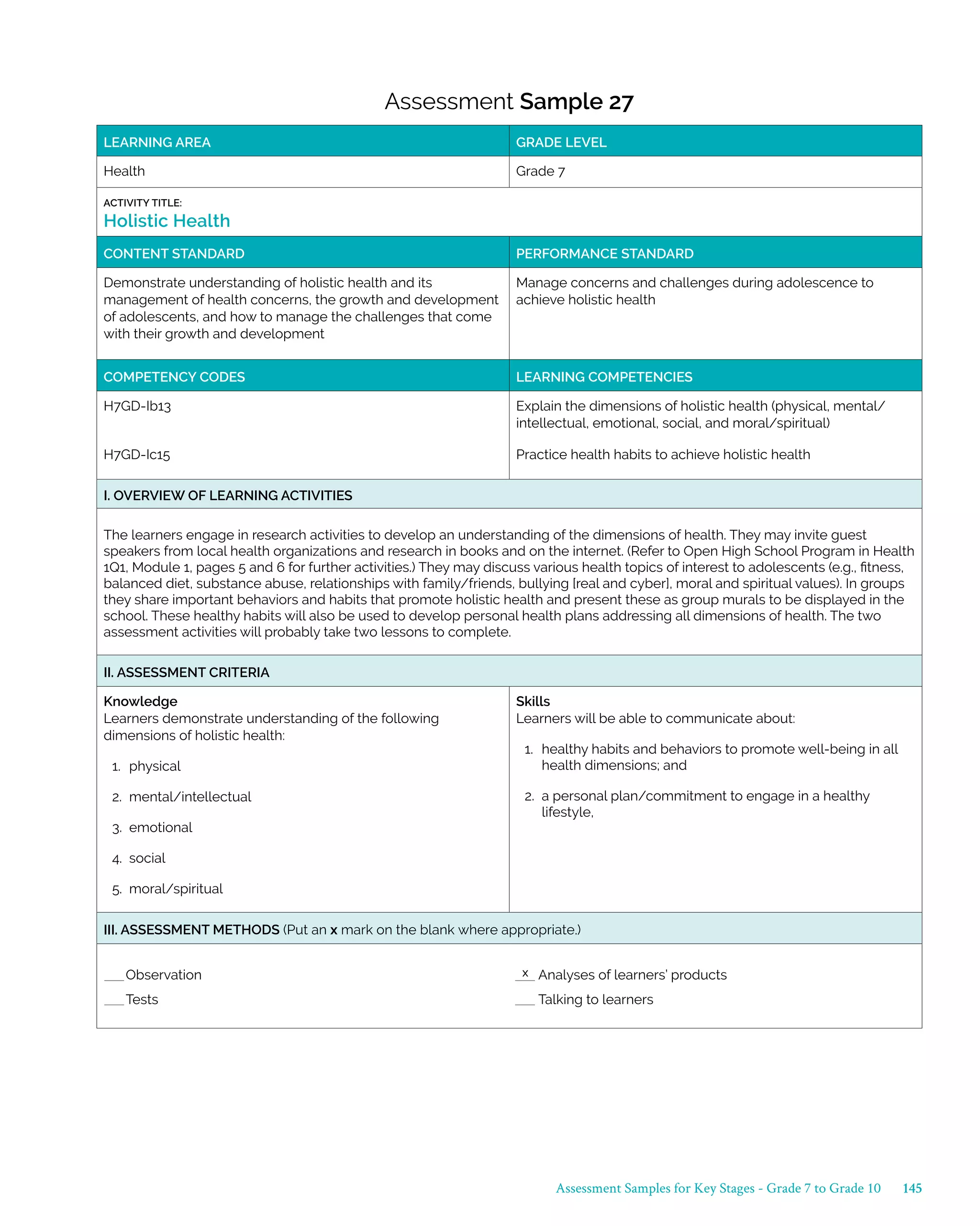 Classroom Assessment Resource Book | PDF