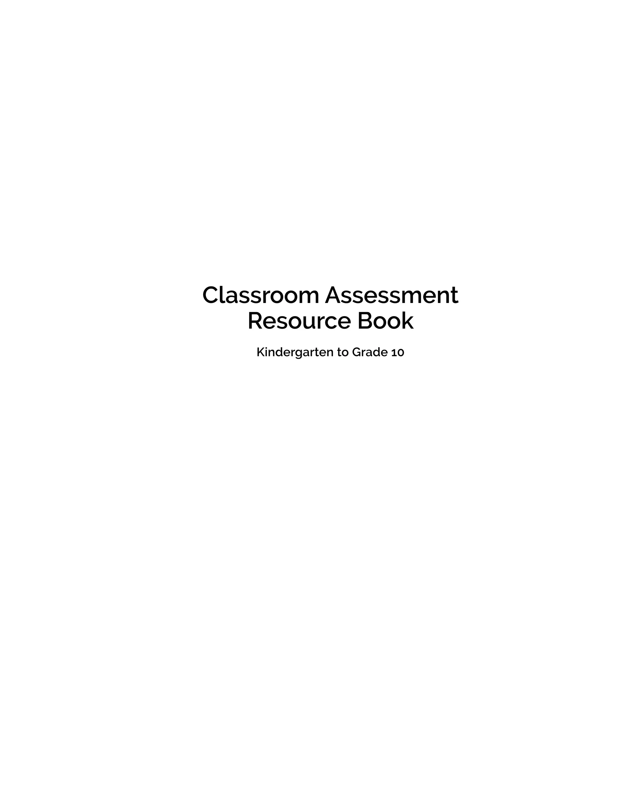 Classroom Assessment Resource Book | PDF | Educational Assessment ...