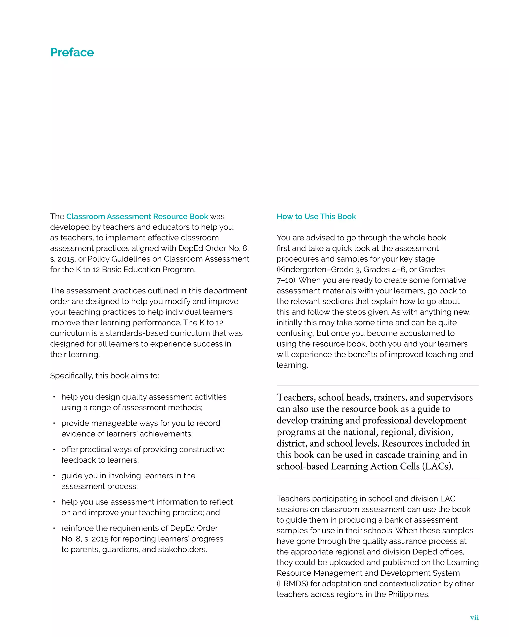 Classroom Assessment Resource Book | PDF